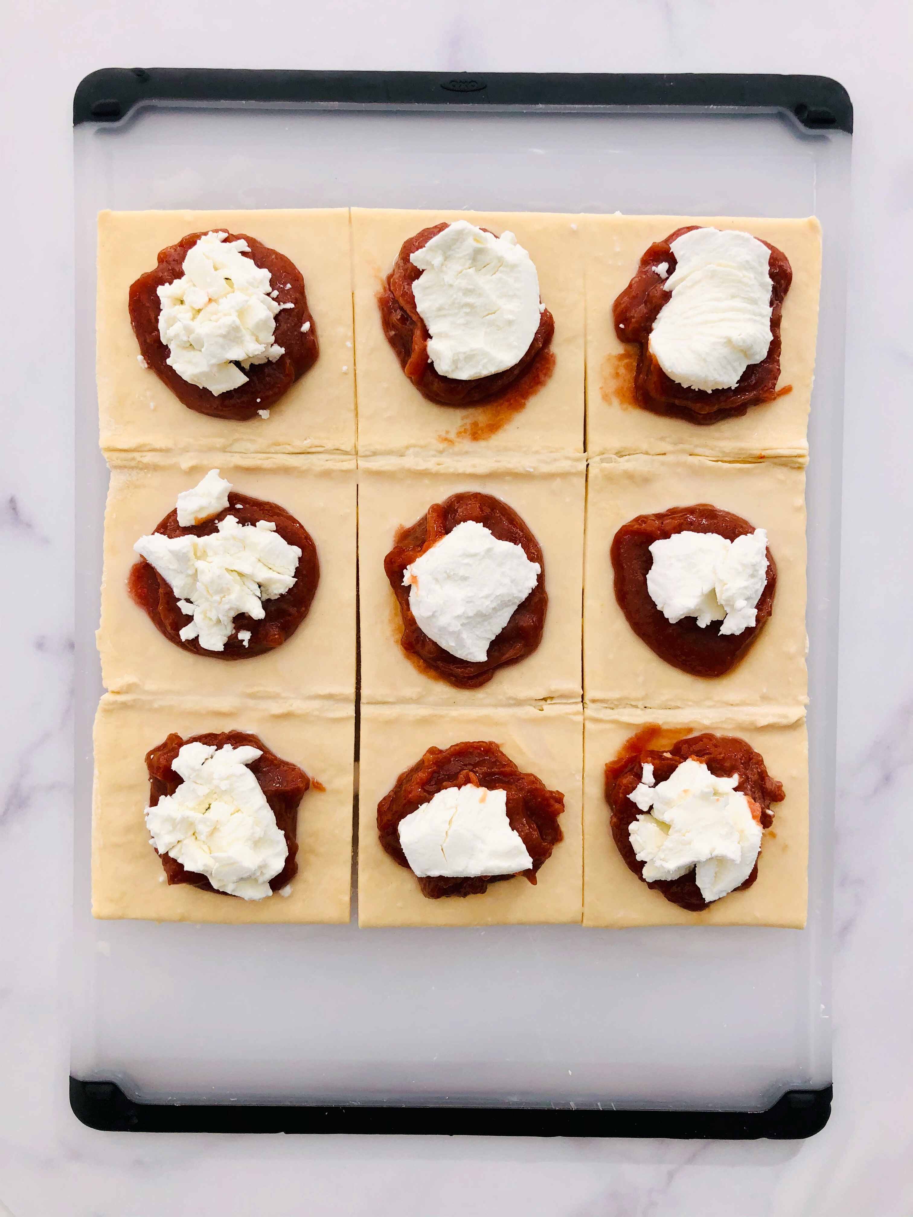Guava pastries with manchego and goat cheese – Burrata & Bhaturas